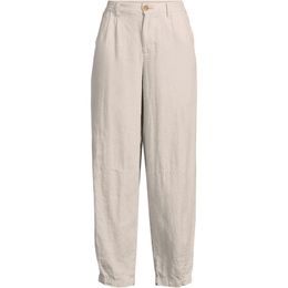 LANDS' END Premium Reinleinen-Barrelhose mit Bundfalten in Plus-Gr&ouml;&szlig;e, Damen, size: plus, Elfenbein, Leinen, by Lands' End