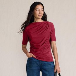 LANDS' END Silk Knit Gerafftes Shirt mit ellbogenlangen &Auml;rmeln f&uuml;r Damen, Damen, size: regular, Rot, Polyester-Mischung, by Lands' End
