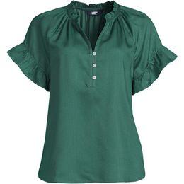 Bluse aus TENCEL mit R&uuml;schenkragen f&uuml;r Damen, Damen, size: regular, Gr&uuml;n, Kunstseide/Lyocell (Viskose), by Lands' End