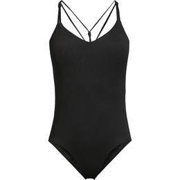 LANDS' END Komfort-Badeanzug mit V-Ausschnitt und gekreuzten Tr&auml;gern f&uuml;r Damen, Damen, size: regular, Schwarz, Polyester-Mischung/Nylon-Mischung, by Lands' End