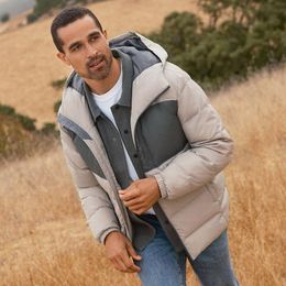 LANDS' END Daunen-Steppjacke mit Kapuze f&uuml;r Herren, Herren, size: regular, Grau, Polyester/Nylon/Daunen, by Lands' End