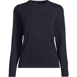 LANDS' END Pullover mit Rundausschnitt Silk Touch f&uuml;r Damen, Damen, size: regular, Blau, Polyester/Viskose/Polyester-Mischung, by Lands' End