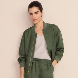 LANDS' END Leinen-Bomberjacke f&uuml;r Damen, Damen, size: regular, Gr&uuml;n, Leinen, by Lands' End