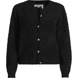 LANDS' END Boucl&eacute;-Cardigan mit goldfarbenen Kn&ouml;pfen f&uuml;r Damen, Damen, size: regular, Schwarz, Wolle/Polyester/Polyacryl, by Lands' End