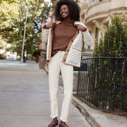 LANDS' END Straight Fit Cordhose Mid Waist f&uuml;r Damen, Damen, size: regular, Elfenbein, Baumwoll-Mischung, by Lands' End