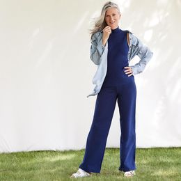 LANDS' END Starfish Jersey-Freizeithose mit weitem Bein f&uuml;r Damen, Damen, size: regular, Blau, Baumwoll-Mischung, by Lands' End