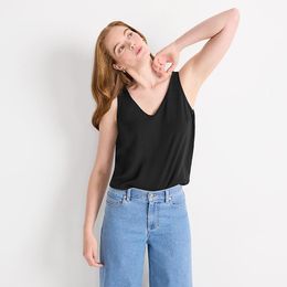 LANDS' END Creaseless Top mit V-Ausschnitt f&uuml;r Damen, Damen, size: regular, Schwarz, Polyester, by Lands' End