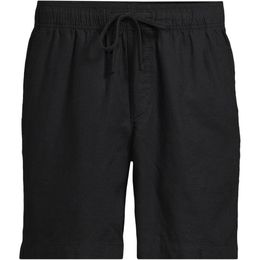 LANDS' END Soft Ease Shorts mit Dehnbund aus Leinenmix f&uuml;r Herren, 18 cm, Herren, size: regular, Schwarz, Leinen/Baumwoll-Mischung, by Lands' End
