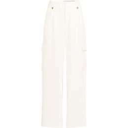 LANDS' END Cargo-Bundfaltenhose mit weitem Bein f&uuml;r Damen, Damen, size: regular, Elfenbein, Elasthan/Viskose/Viskose-Mischung, by Lands' End