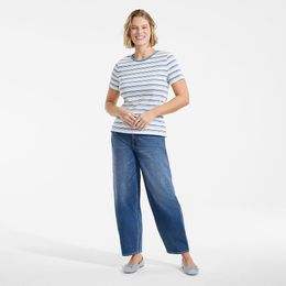 LANDS' END Feinripp-Shirt mit Rundhalsausschnitt und kurzen &Auml;rmeln in Plus-Gr&ouml;&szlig;e f&uuml;r Damen, Damen, size: plus, Elfenbein, Baumwolle/Elasthan, by Lands' End