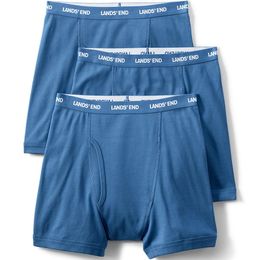 LANDS' END Baumwoll-Boxershorts f&uuml;r Herren (3er-Set), Herren, size: regular, Blau, Baumwolle, by Lands' End