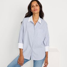 LANDS' END Langarm-Hemdbluse f&uuml;r Damen, Damen, size: regular, Blau, Baumwolle/Polyester-Mischung, by Lands' End
