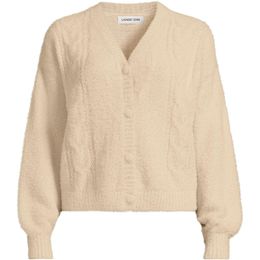 LANDS' END Zopfmuster-Cardigan aus Wimperngarn f&uuml;r Damen in Petite-Gr&ouml;&szlig;e, Damen, size: petite, Elfenbein, Nylon, by Lands' End
