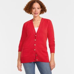 LANDS' END Relaxter V-Cardigan DRIFTER f&uuml;r Damen, Damen, size: regular, Rot, Baumwolle, by Lands' End