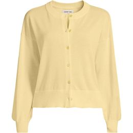 LANDS' END Kurzer Feinstrick-Cardigan aus Baumwolle f&uuml;r Damen in Plus-Gr&ouml;&szlig;e, Damen, size: plus, Gelb, Baumwolle, by Lands' End