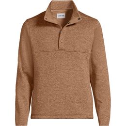 LANDS' END Strickfleece-Pullover mit Druckknopfleiste, Herren, size: regular, Braun, Polyester, by Lands' End