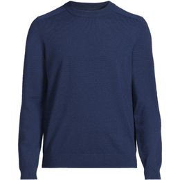 LANDS' END Merino-Rundhalspullover f&uuml;r Herren, Herren, size: regular, Blau, Wolle, by Lands' End