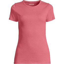 LANDS' END Feinripp-Shirt mit Rundhalsausschnitt und kurzen &Auml;rmeln f&uuml;r Damen, Damen, size: regular, Rot, Baumwolle/Elasthan, by Lands' End