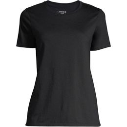 LANDS' END Supima Kurzarm-Shirt mit rundem Ausschnitt f&uuml;r Damen, Damen, size: regular, Schwarz, Baumwolle, by Lands' End