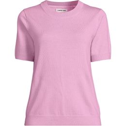 LANDS' END Merinopullover mit kurzen &Auml;rmeln f&uuml;r Damen, Damen, size: regular, Pink, Wolle, by Lands' End