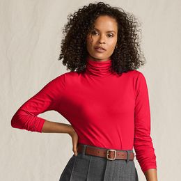 LANDS' END Rollkragenshirt aus Baumwoll/Modalmix, Damen, size: regular, Rot, Baumwolle/Elasthan/Baumwolle Modal, by Lands' End