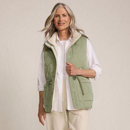 LANDS' END Wendbare, gesteppte Sherpa-Fleeceweste f&uuml;r Damen, Damen, size: regular, Gr&uuml;n, Polyester/Nylon, by Lands' End