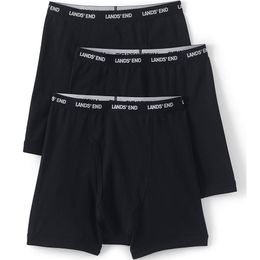 LANDS' END Baumwoll-Boxershorts f&uuml;r Herren (3er-Set), Herren, size: regular, Schwarz, Baumwolle, by Lands' End