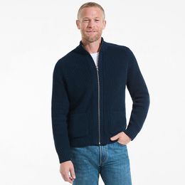 LANDS' END Drifter Cardigan mit Rei&szlig;verschluss, Herren, size: regular, Blau, Baumwolle, by Lands' End