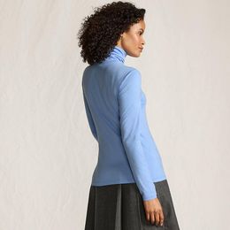 LANDS' END Rollkragenshirt aus Baumwoll/Modalmix in Petite-Gr&ouml;&szlig;e, Damen, size: petite, Blau, Baumwolle/Elasthan/Baumwolle Modal, by Lands' End