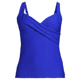 LANDS' END Jacquard Wickel-Tankinitop mit V-Ausschnitt f&uuml;r Damen, Damen, size: regular, Blau, Nylon-Mischung, by Lands' End