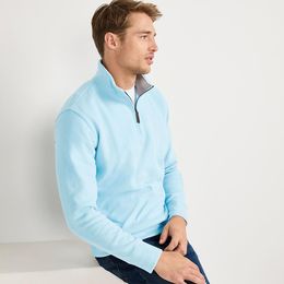 LANDS' END Rei&szlig;verschluss-Pullover aus Bedford-Ripp f&uuml;r Herren, Herren, size: regular, Blau, Baumwolle, by Lands' End