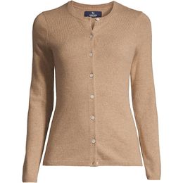 LANDS' END Kaschmir-Cardigan mit rundem Ausschnitt, Damen, size: regular, Braun, Kaschmir, by Lands' End