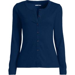 LANDS' END Rippshirt mit durchgehender Knopfreihe f&uuml;r Damen in Plus-Gr&ouml;&szlig;e, Damen, size: plus, Blau, Elasthan/Baumwoll-Mischung, by Lands' End