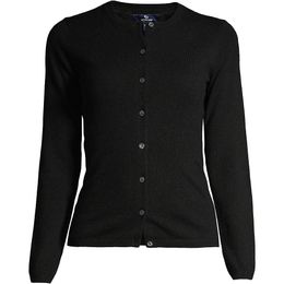 LANDS' END Kaschmir-Cardigan mit rundem Ausschnitt in Plus-Gr&ouml;&szlig;e, Damen, size: plus, Schwarz, Kaschmir, by Lands' End