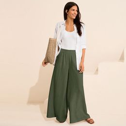 Premium Reinleinen-Palazzohose f&uuml;r Damen, Damen, size: regular, Gr&uuml;n, Leinen, by Lands' End
