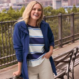 LANDS' END Wasserdichte Regenjacke SQUALL mit Packfach f&uuml;r Damen, Damen, size: regular, Blau, Polyester, by Lands' End