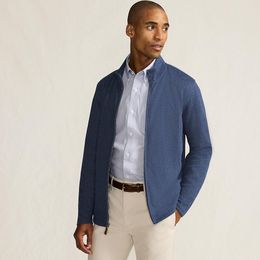 LANDS' END Bedford-Cardigan mit Rei&szlig;verschluss, Herren, size: regular, Blau, Baumwoll-Mischung/Polyester-Mischung, by Lands' End