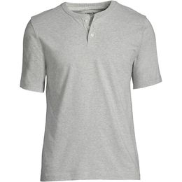LANDS' END Kurzarm-Super-T Henleyshirt f&uuml;r Herren, Herren, size: regular, Grau, Baumwolle, by Lands' End