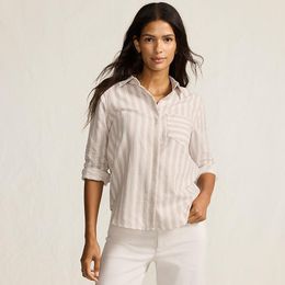 Leinenmix-Hemdbluse f&uuml;r Damen, Damen, size: regular, Pink, Baumwolle/Leinen/Baumwoll-Mischung, by Lands' End