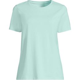 LANDS' END Supima Kurzarm-Shirt mit rundem Ausschnitt f&uuml;r Damen, Damen, size: regular, Blau, Baumwolle, by Lands' End