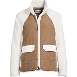 LANDS' END Steppjacke mit Teddy-&Auml;rmeln f&uuml;r Damen in Plus-Gr&ouml;&szlig;e, Damen, size: plus, Elfenbein, Polyester, by Lands' End