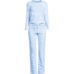 LANDS' END Gemustertes Pyjama-Set aus Baumwoll-Jersey f&uuml;r Damen in Plus-Gr&ouml;&szlig;e, Damen, size: plus, Blau, Elasthan/Baumwoll-Mischung, by Lands' End