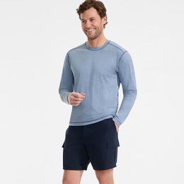 LANDS' END Schnelltrocknende UPF 50 Cargo-Badeshorts f&uuml;r Herren, 18 cm, Herren, size: regular, Blau, Elasthan/Polyester-Mischung, by Lands' End