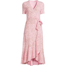 LANDS' END Wickelkleid aus Baumwoll/Modalmix mit kurzen &Auml;rmeln f&uuml;r Damen, Damen, size: regular, Pink, Elasthan/Baumwoll-Mischung/Synthetic-blend, by Lands' End