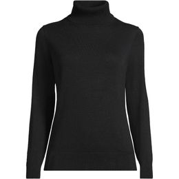 LANDS' END Feinstrick-Rollkragenpullover aus Baumwolle f&uuml;r Damen, Damen, size: regular, Schwarz, Baumwolle, by Lands' End