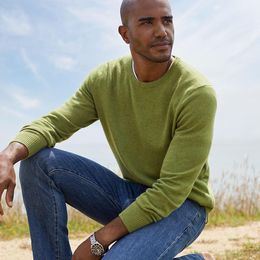 LANDS' END Kaschmirpullover mit rundem Ausschnitt in Tall-Gr&ouml;&szlig;e, Herren, size: tall, Gr&uuml;n, Kaschmir, by Lands' End