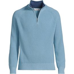 LANDS' END DRIFTER Pullover mit Rei&szlig;verschluss, Herren, size: regular, Blau, Baumwolle, by Lands' End