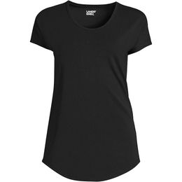 Shirt aus Baumwolle/Modal-Mix mit Ballett-Ausschnitt f&uuml;r Damen, Damen, size: regular, Schwarz, Baumwolle Modal, by Lands' End