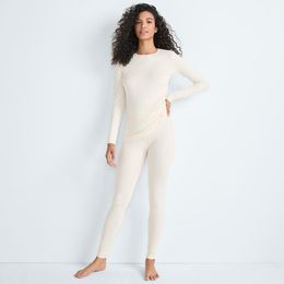 LANDS' END Stretch-THERMASKIN-Oberteil mit Rundhalsausschnitt f&uuml;r Damen, Damen, size: regular, Elfenbein, Elasthan/Polyester-Mischung, by Lands' End