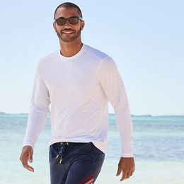 LANDS' END Langarm-Badeshirt f&uuml;r Herren, Herren, size: regular, Wei&szlig;, by Lands' End